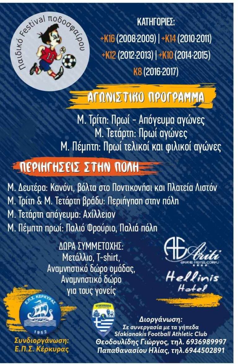 ΑΚΑΔΗΜΙΕΣ: Από 29/4 έως 2/5 το 4ο Corfu Easter Football Festival ...